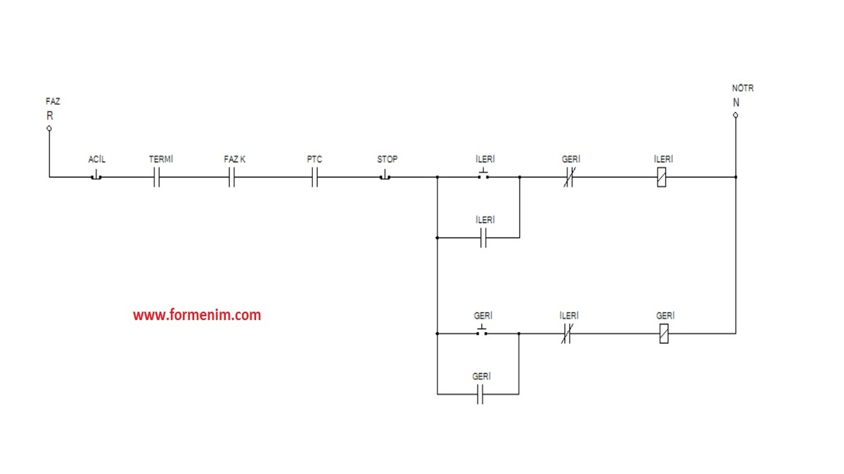 Mühürlemeli Asenkron Motorun İleri Geri Çalışan Kumanda Devresi